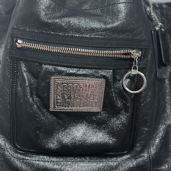 Coach | Bags | Coach Poppy Collection Black Leather Tote Vintage Y2k ...